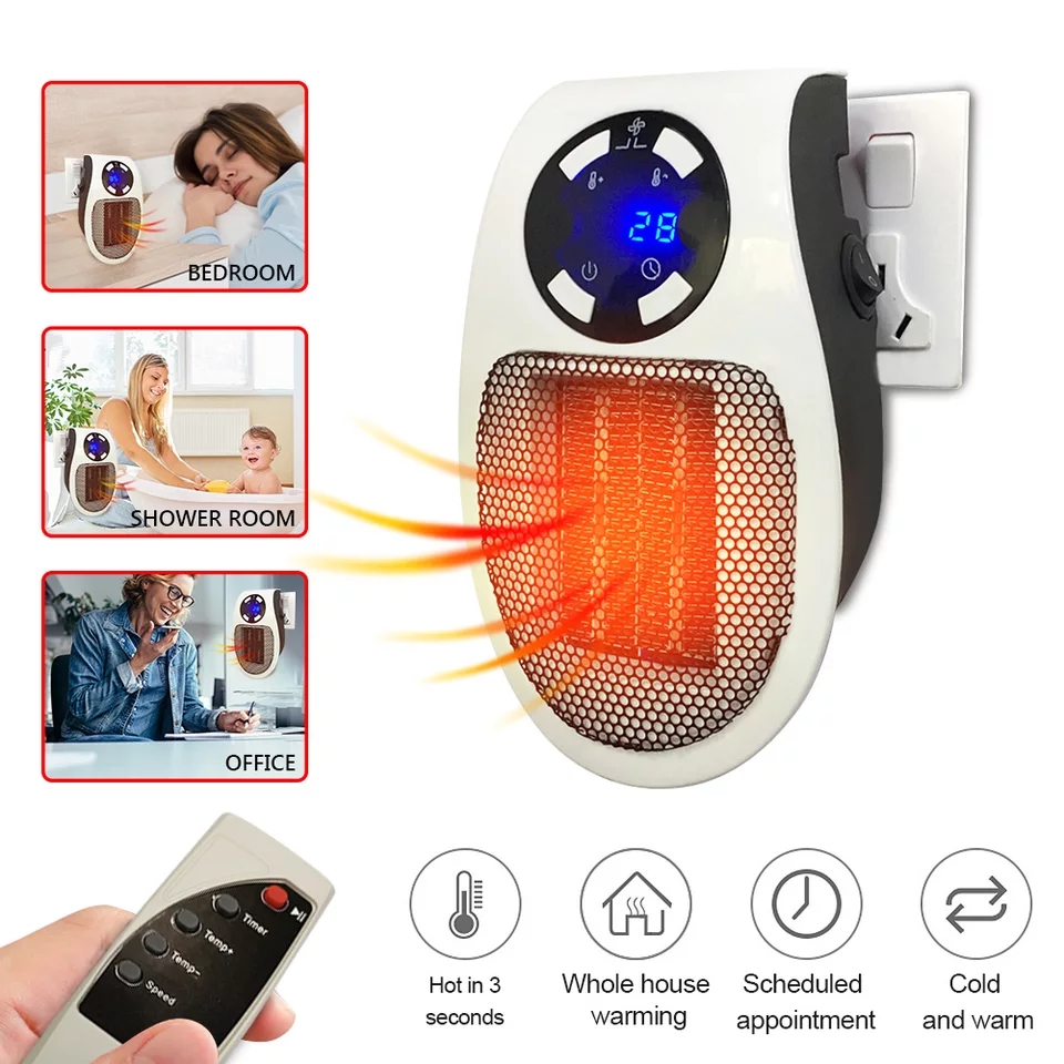 Ceramic Pluggable MINI Heater Fan For Bedroom & Office - BLACK Market